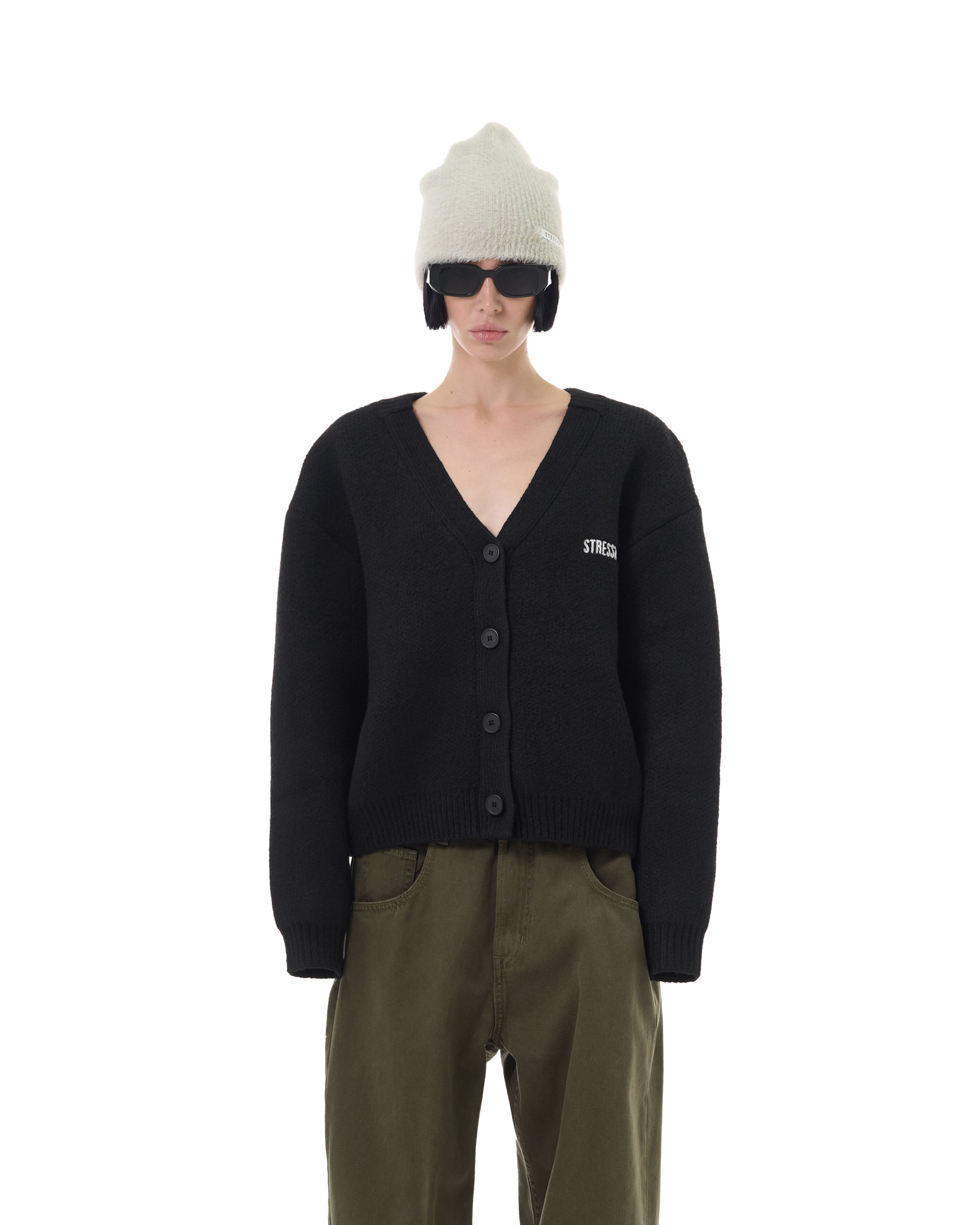 FW25 HOSM CARDIGAN - BLACK – STRESSMAMA